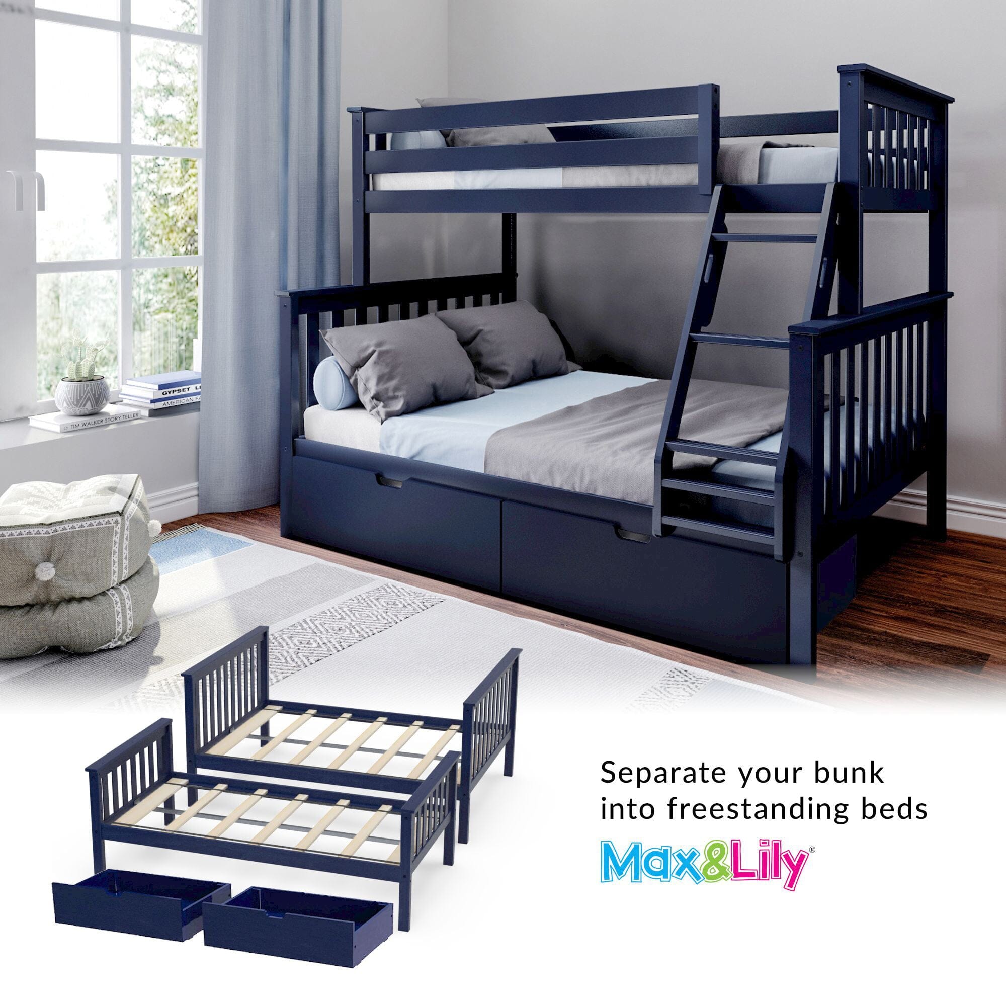 Twin over full bunk bed with dresser store