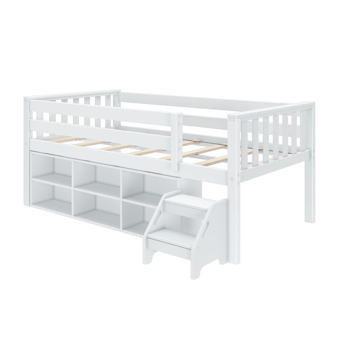 Soren Twin Ultra Low Loft Bed With Bookcase – Max and Lily